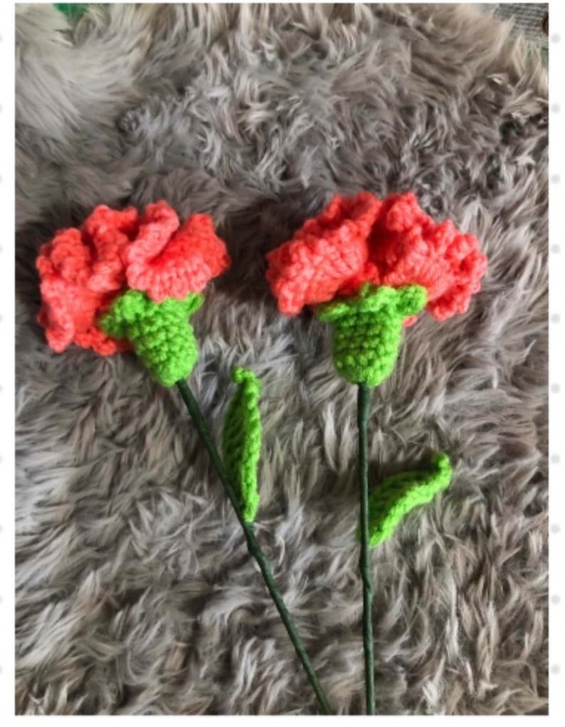 Crocheted Carnation Flowers Multiplie Color Options - Etsy