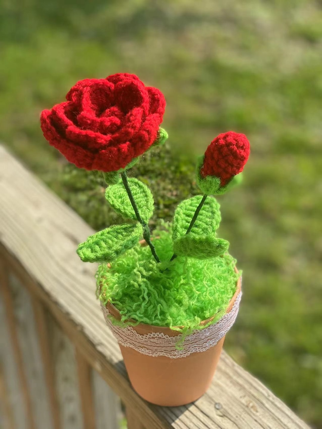 Crochet Rose Flower Pot - Etsy