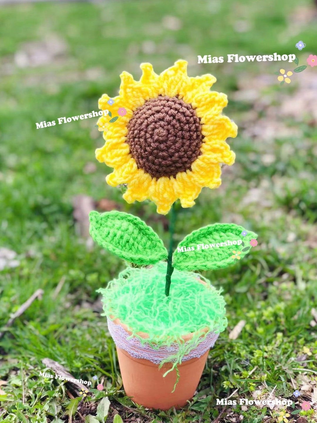 Crochet Sunflower Pot - Etsy