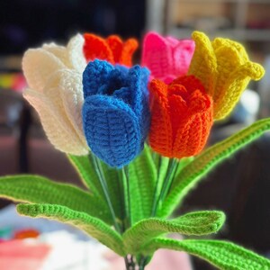 Single Crochet Tulips Flower | Handmade Crocheted Flowers - Etsy