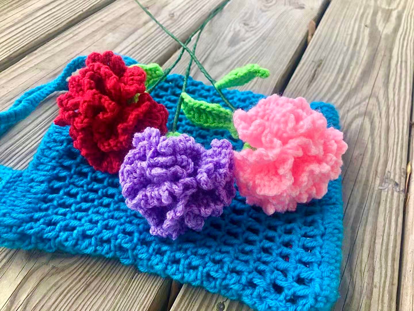 Crocheted Carnation Flowers Multiplie Color Options - Etsy