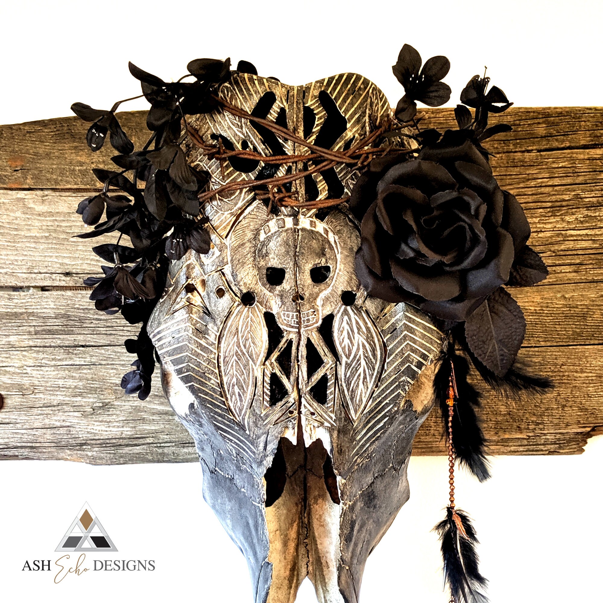 Western Decor Wall Art/ Hand Carved Skull / Cow Skull / Western Decor ...