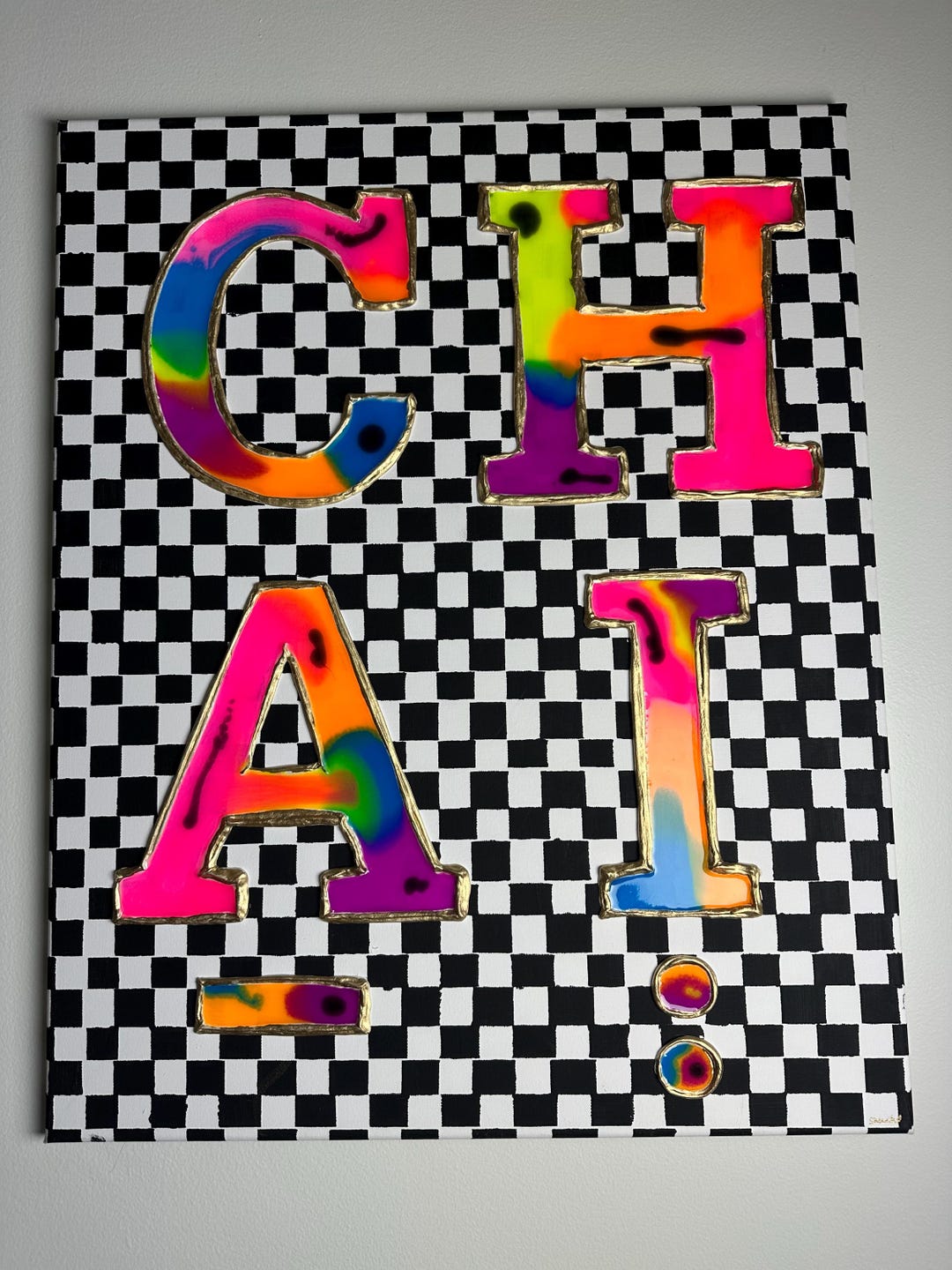 LIFE CHAI Pop Art Original Resin on Canvas Handmade Chai With nekudot ...