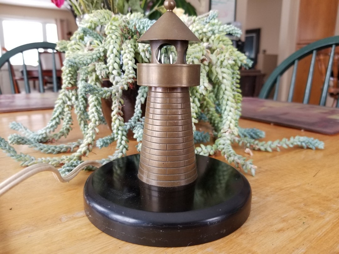 Vintage Brass Lighthouse Lamp, Small Metal Lighthouse Light - Etsy