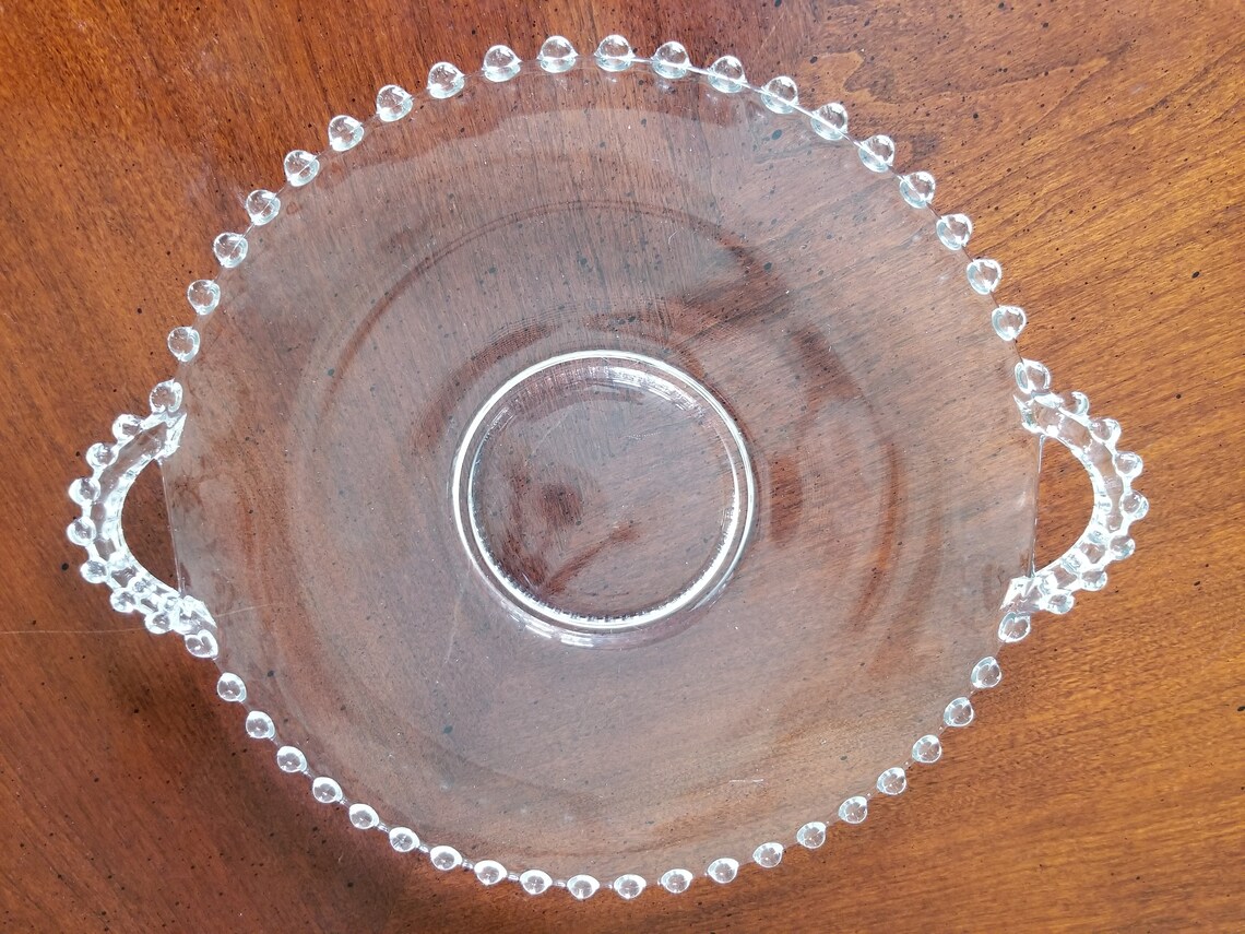 Vintage Candlewick Clear Glass Serving Plate With 2 Handles, Candlewick ...