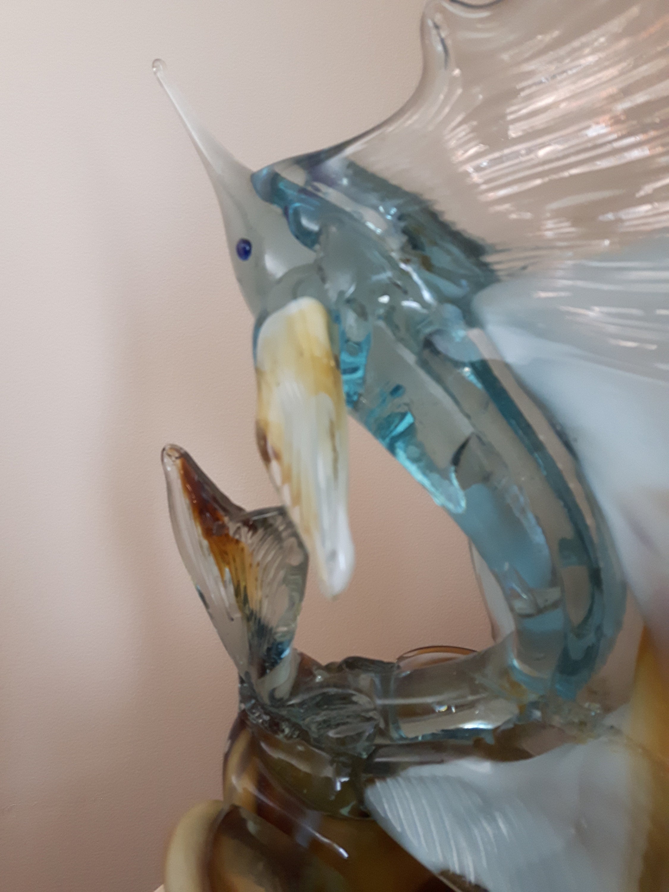 Hand Blown Art Glass Swordfish Ashtray, Murano Style Blown Glass ...