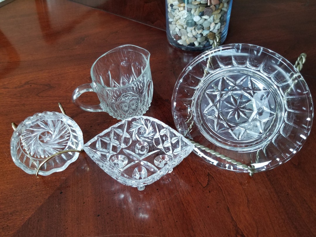Plats en cristal vintage, assiette à beurre en cristal, plat à bibelots ...