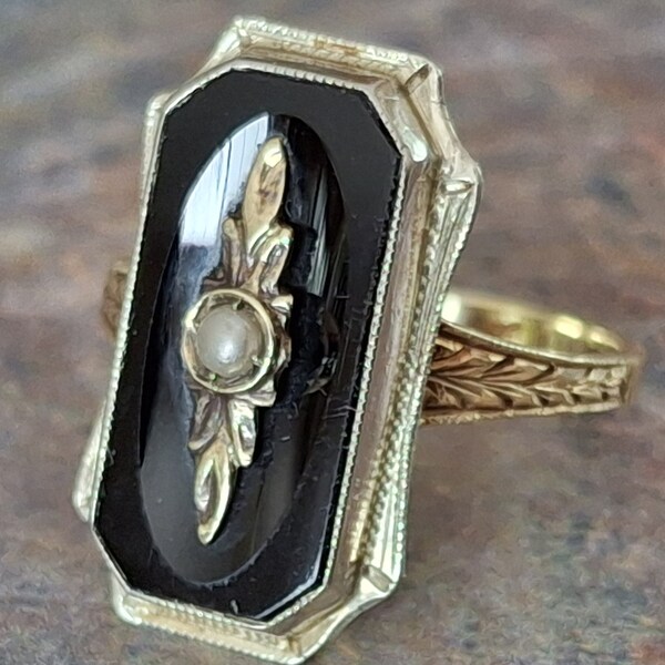Onyx Ring - Etsy