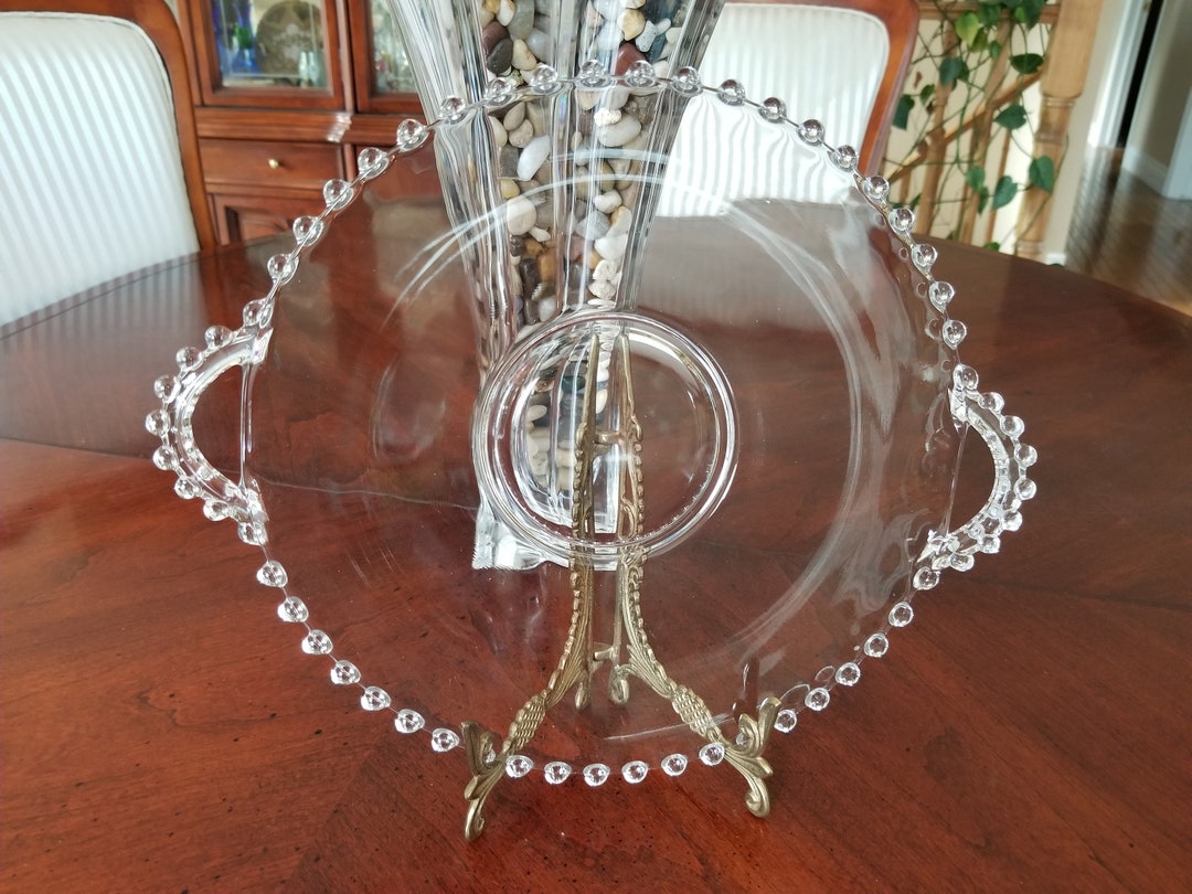 Vintage Candlewick Clear Glass Serving Plate With 2 Handles, Candlewick ...