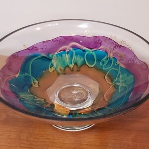 Hand Blown Art Glass Dish Made in Romania, Art Glass Centrepiece Dish ...