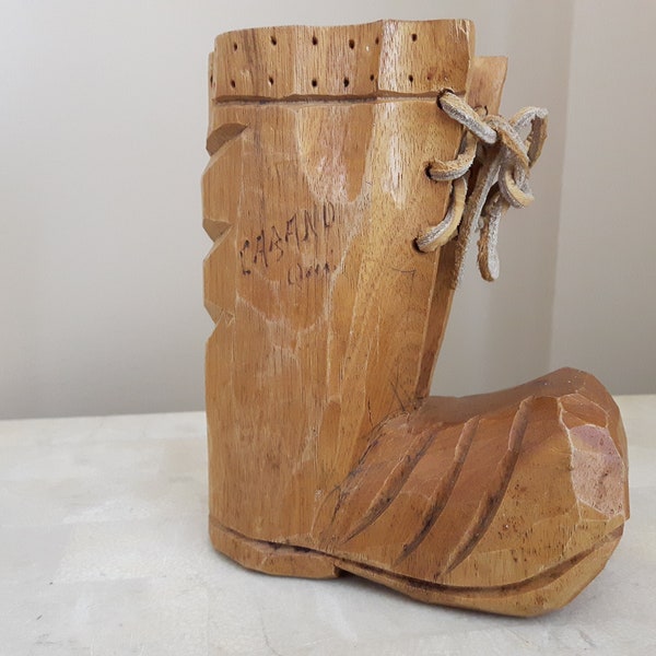 Carved Wood Boot - Etsy