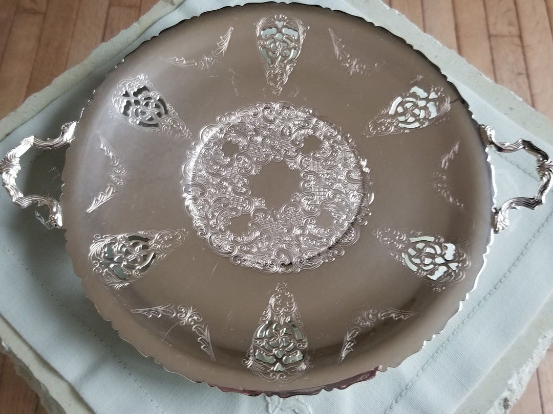 Vintage Essay Canada EPNS Circular Serving Tray, Silver Plated Engraved ...