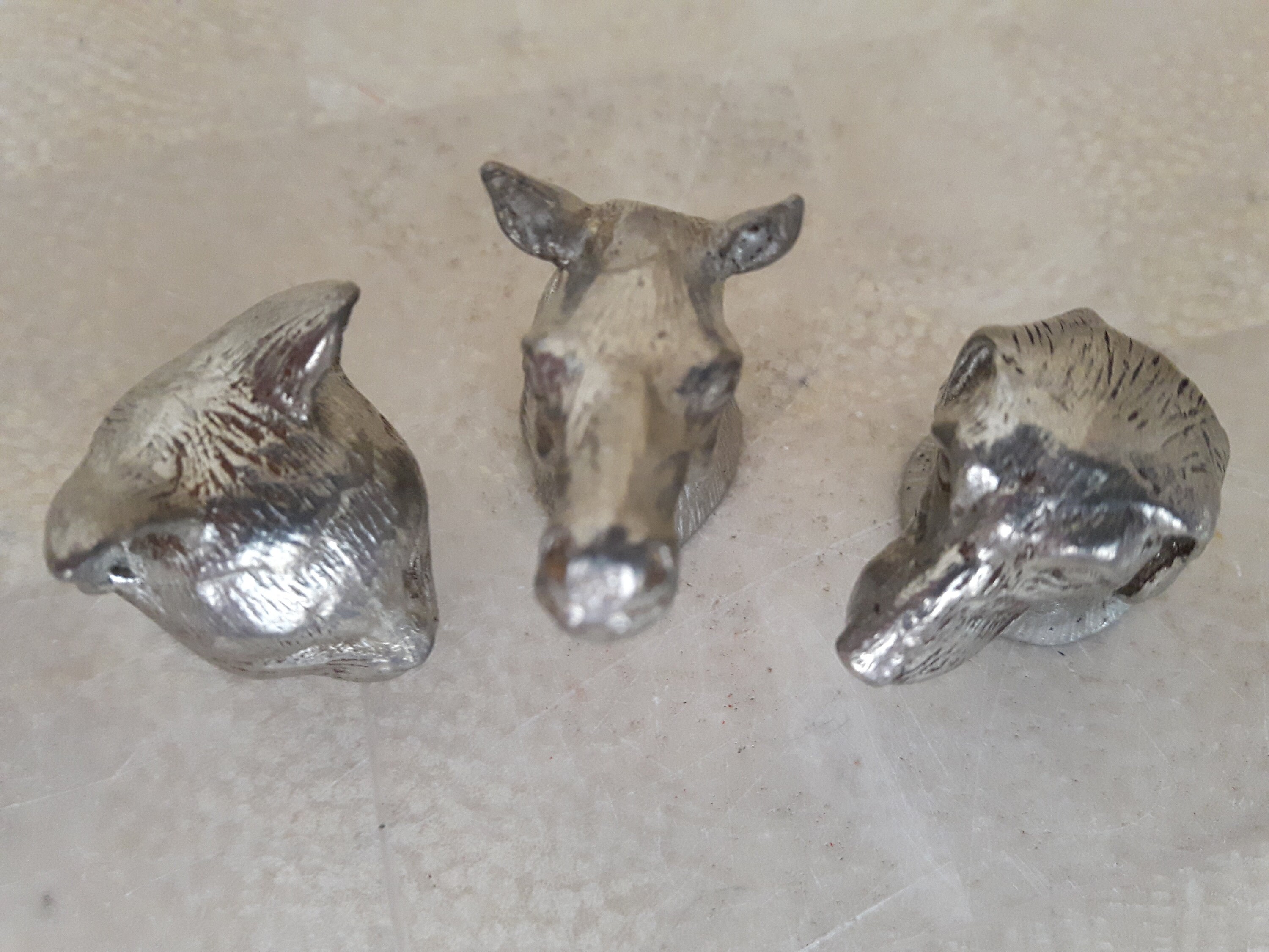 Set of 3 Animal Head Pewter Thimbles Collectible Pewter | Etsy
