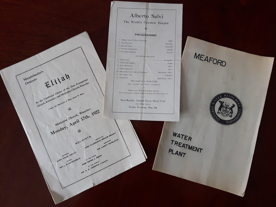 Vintage Ephemera, Antique Music Program, Vintage Booklet Meaford Water ...