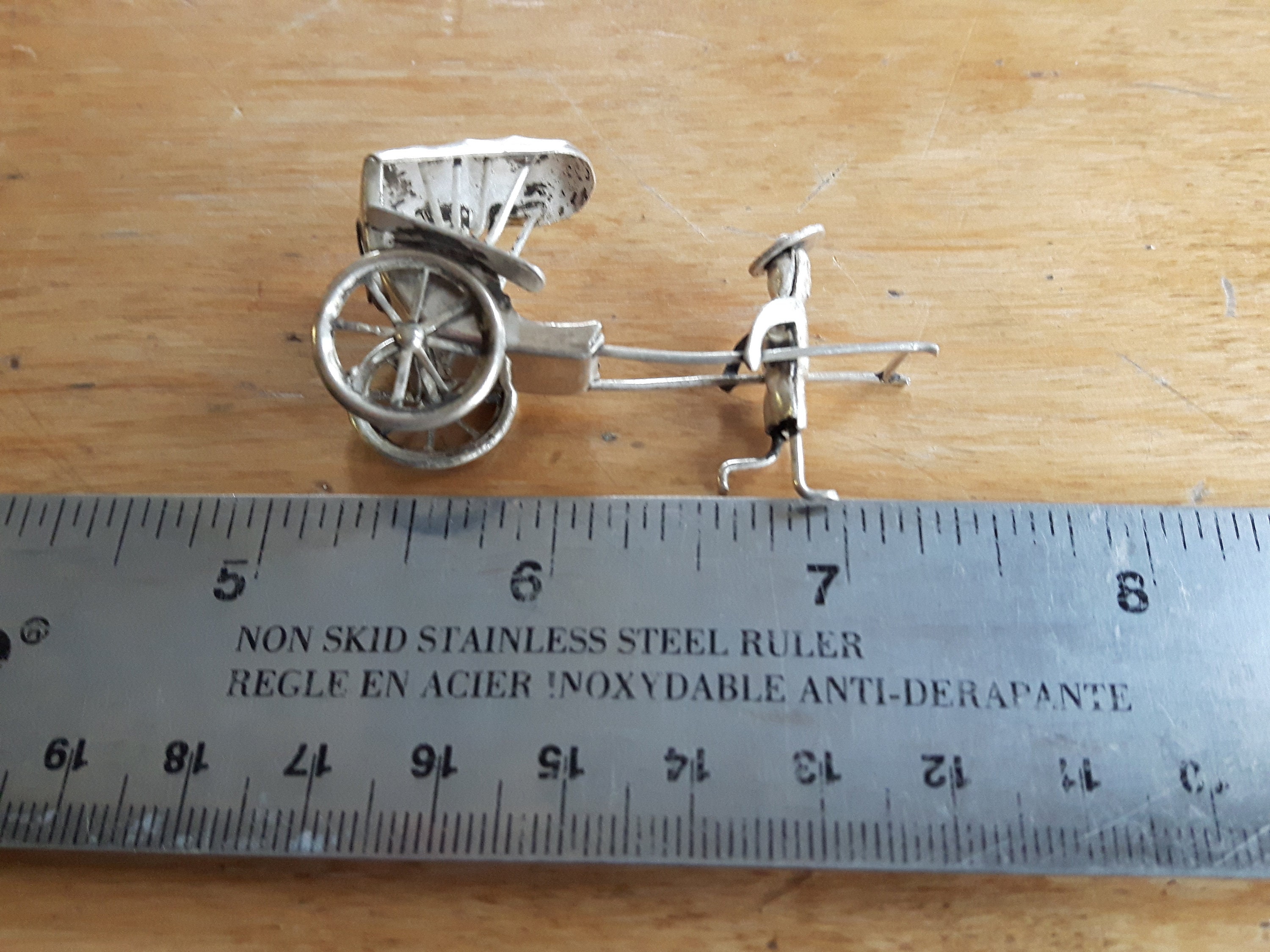 Antique Silver Plated Rickshaw and Driver, Late Qing Rickshaw Miniature ...