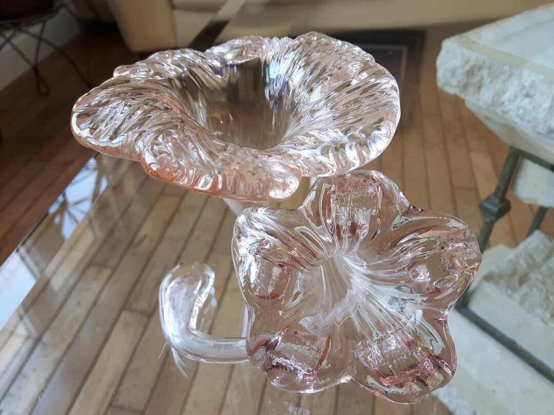 Vintage Murano Style Glass Flowers, Rosaline Pink and Pale Mauve Glass ...