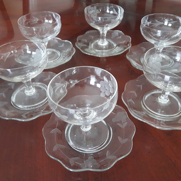 Etched Glass Sherbet - Etsy