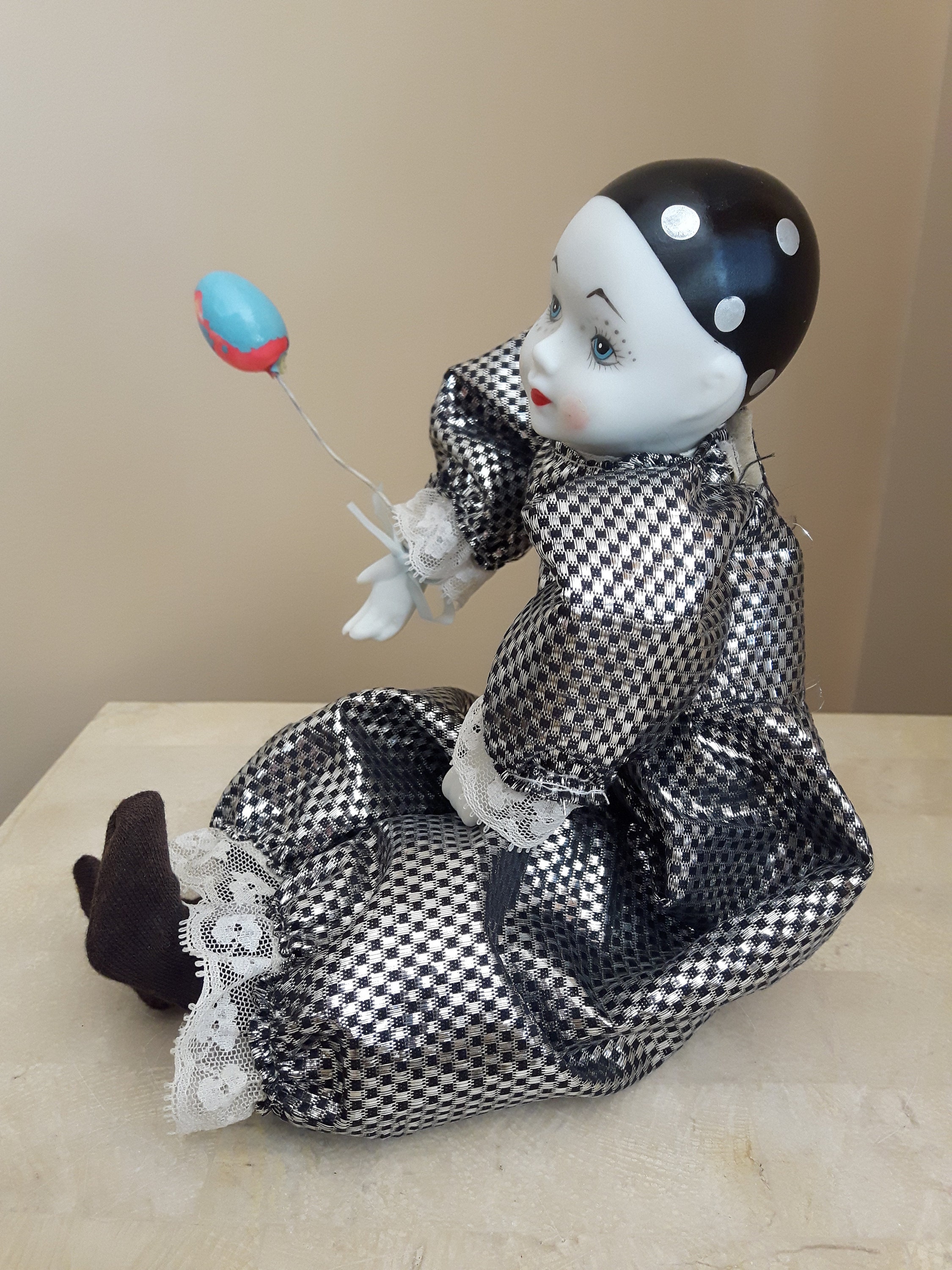 Musical Jester Doll With Porcelain Head Jester Wind up Doll - Etsy