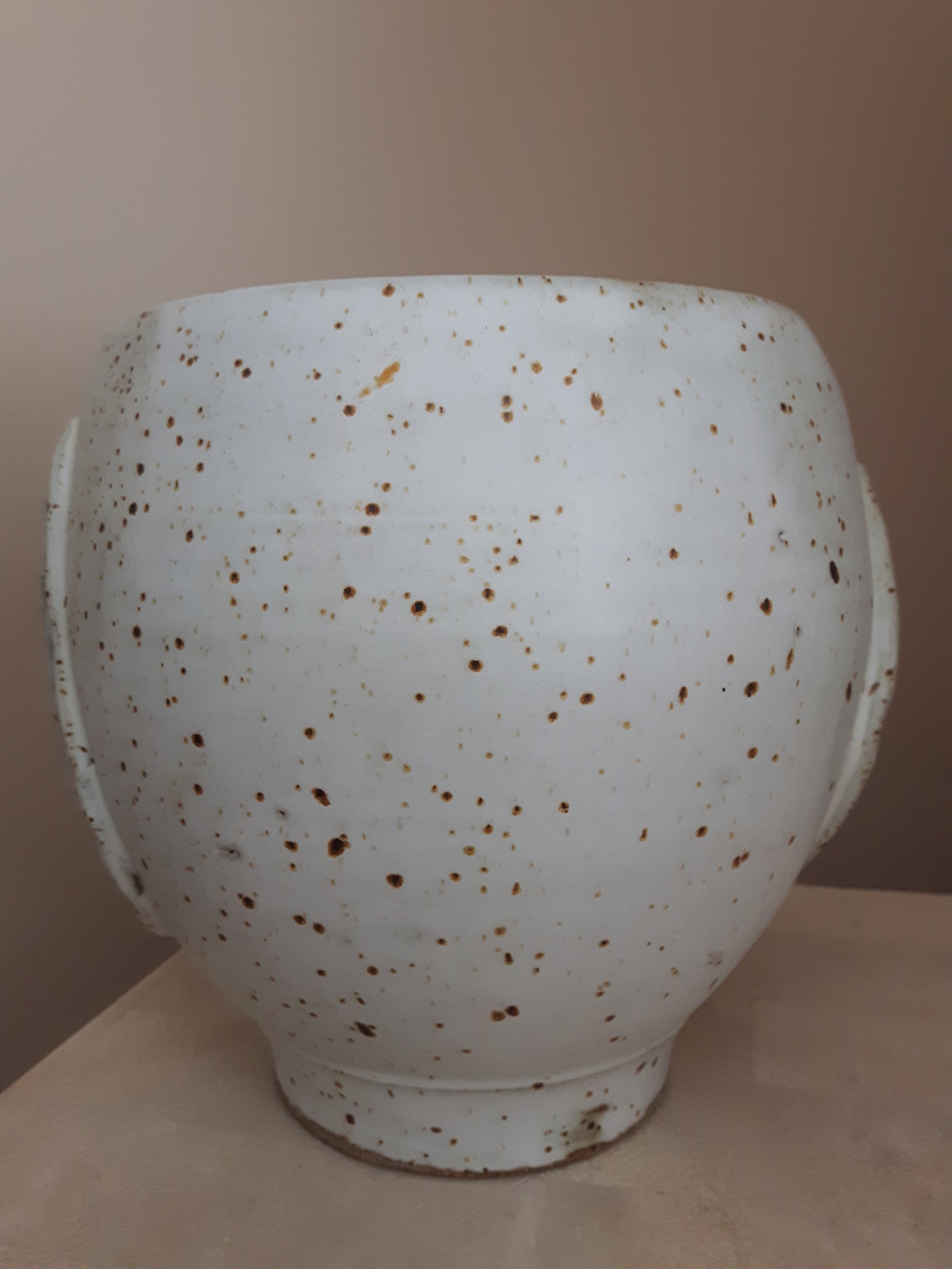 Speckled Grey Pottery Vase With Cameo Decorations Hand Signed - Etsy