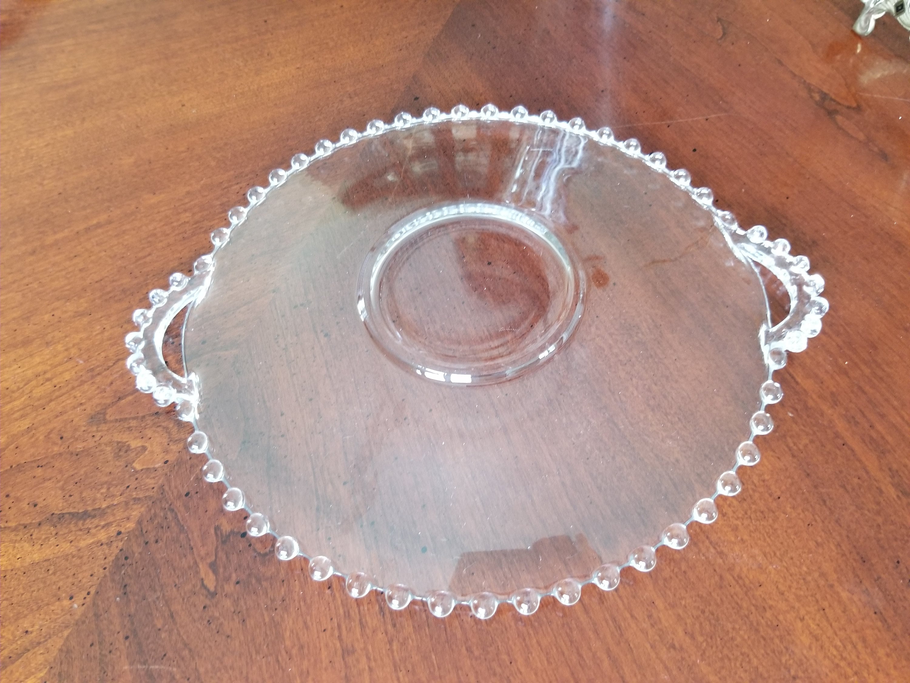 Vintage Candlewick Clear Glass Serving Plate With 2 Handles, Candlewick ...