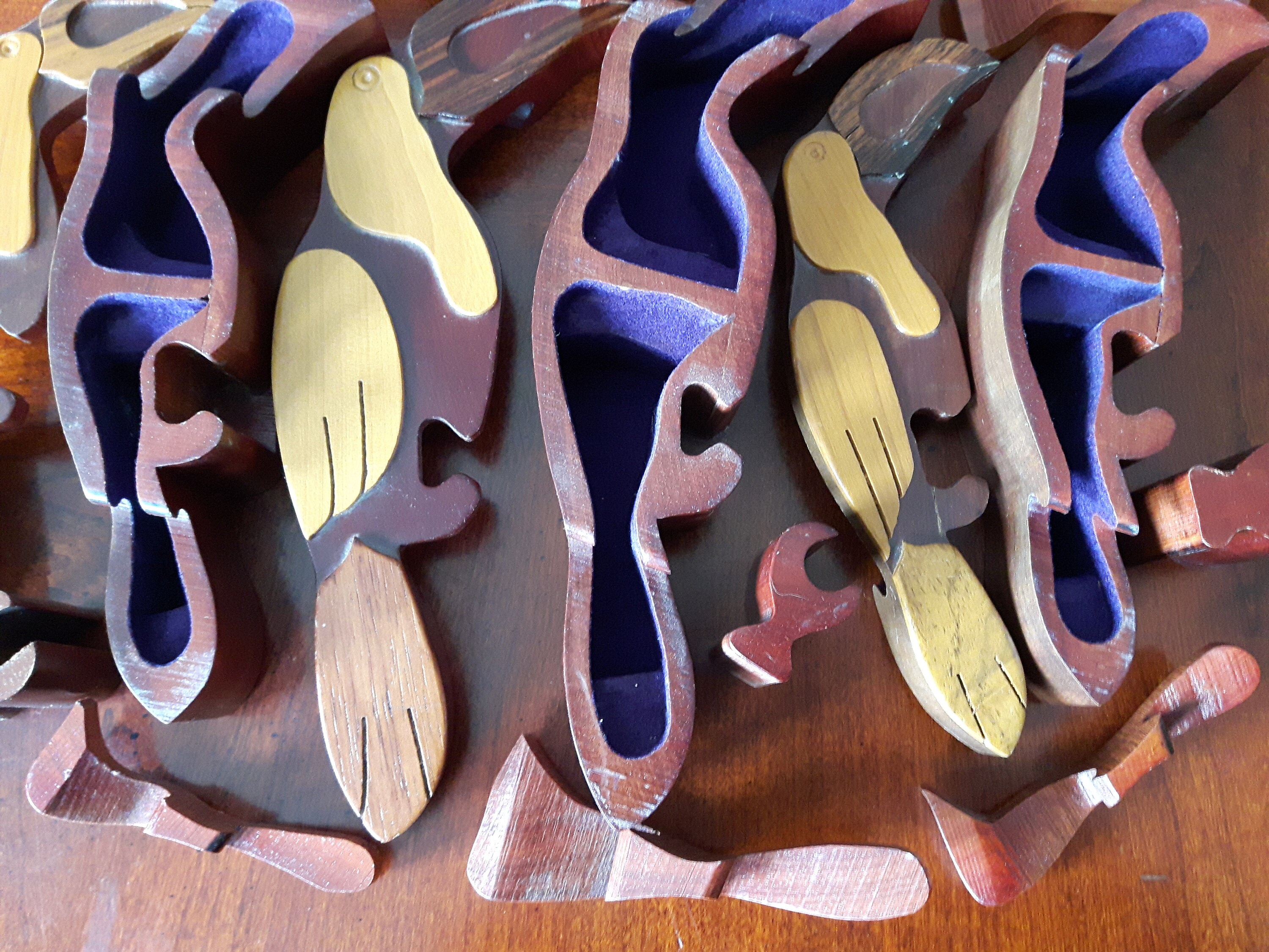 Set of 3 Wood Puzzle Keepsake Boxes, Toucan Puzzle Treasure Box, Wood ...