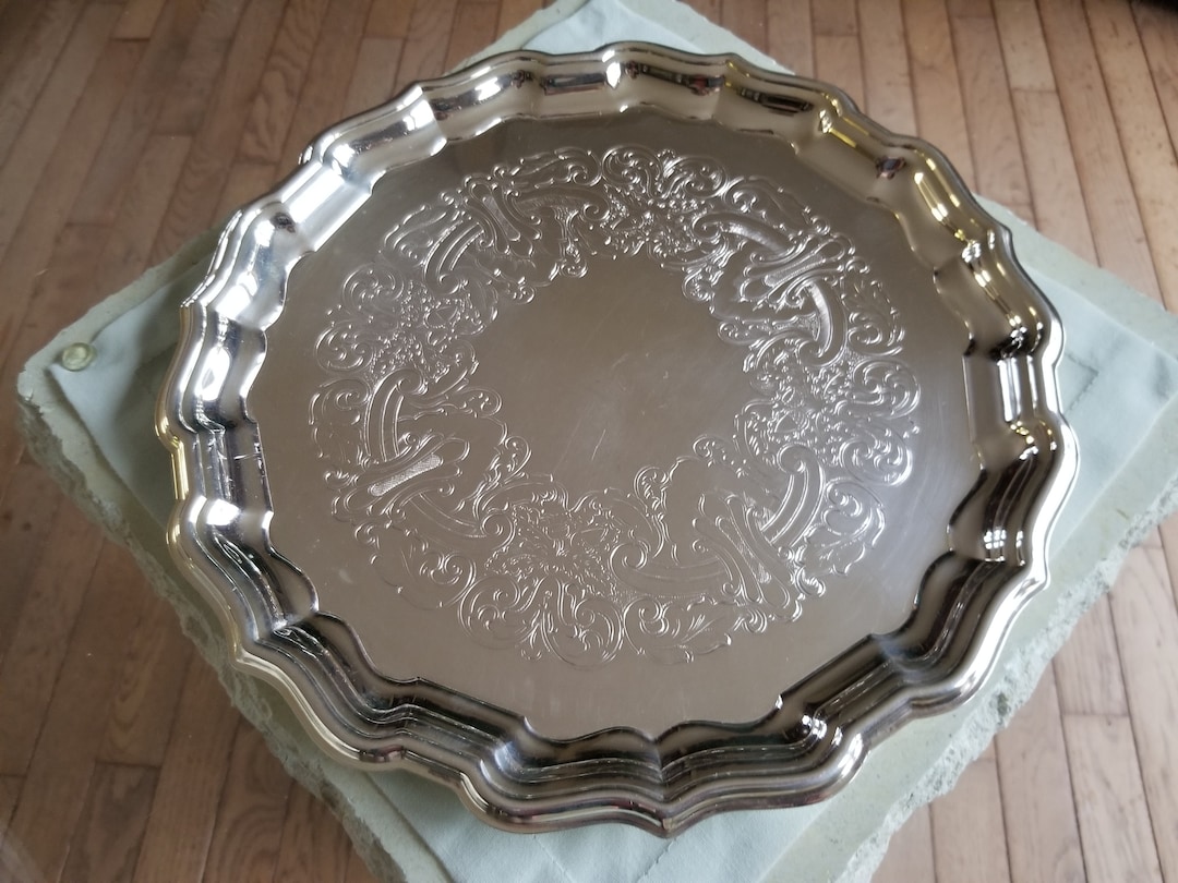 Birk's Primrose Silver Plated Serving Tray, Engraved Silver Plated ...