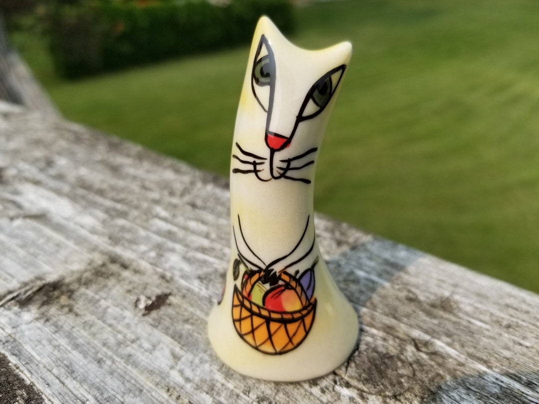 Artist Signed Small Pottery Cat Figurine, Whimsical Pottery Cat, Hand ...