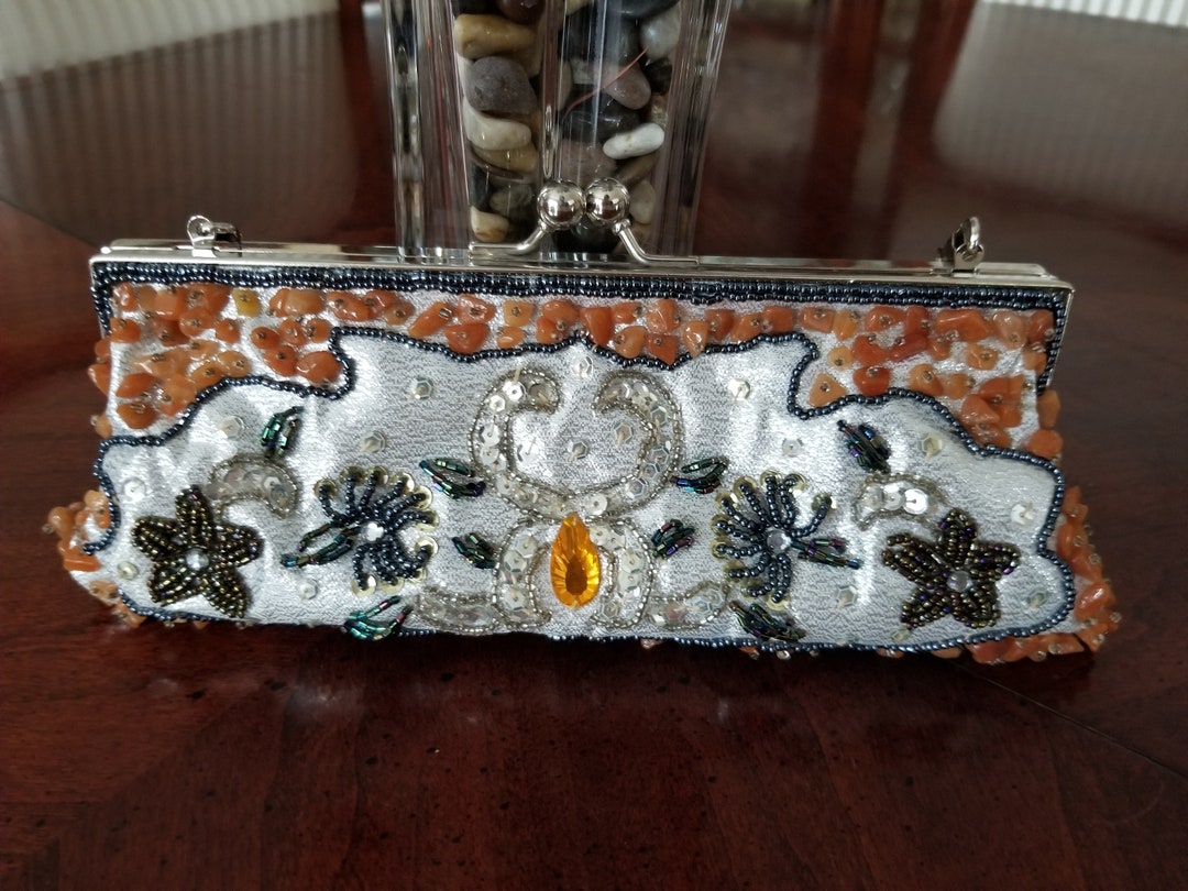 Beaded Clutch Purse, Agate Bead Evening Bag, Beaded Evening Clutch ...
