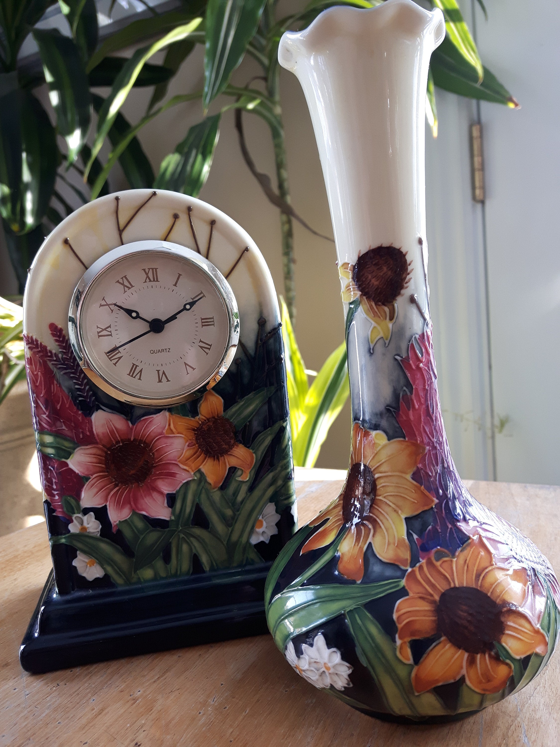Mantle Clock with Matching Vase Ceramic Quartz Clock with | Etsy