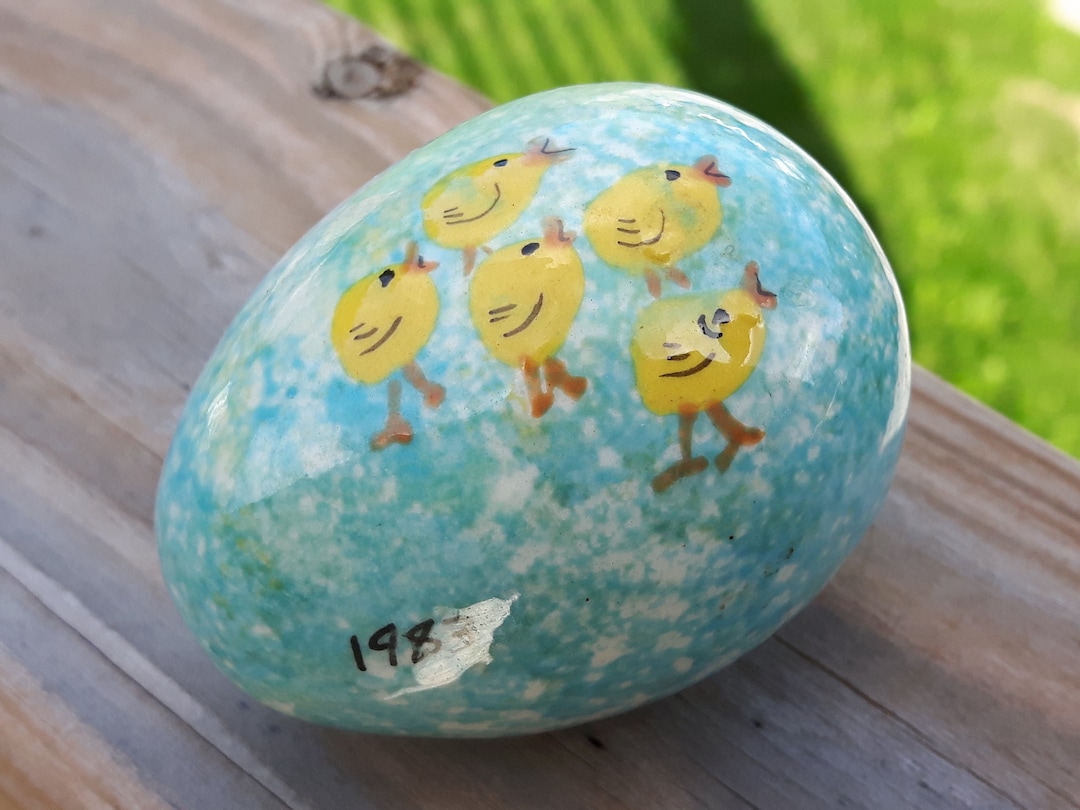 Hand Painted Ceramic Egg, Hand Made Hand Painted Vintage Painted Egg ...