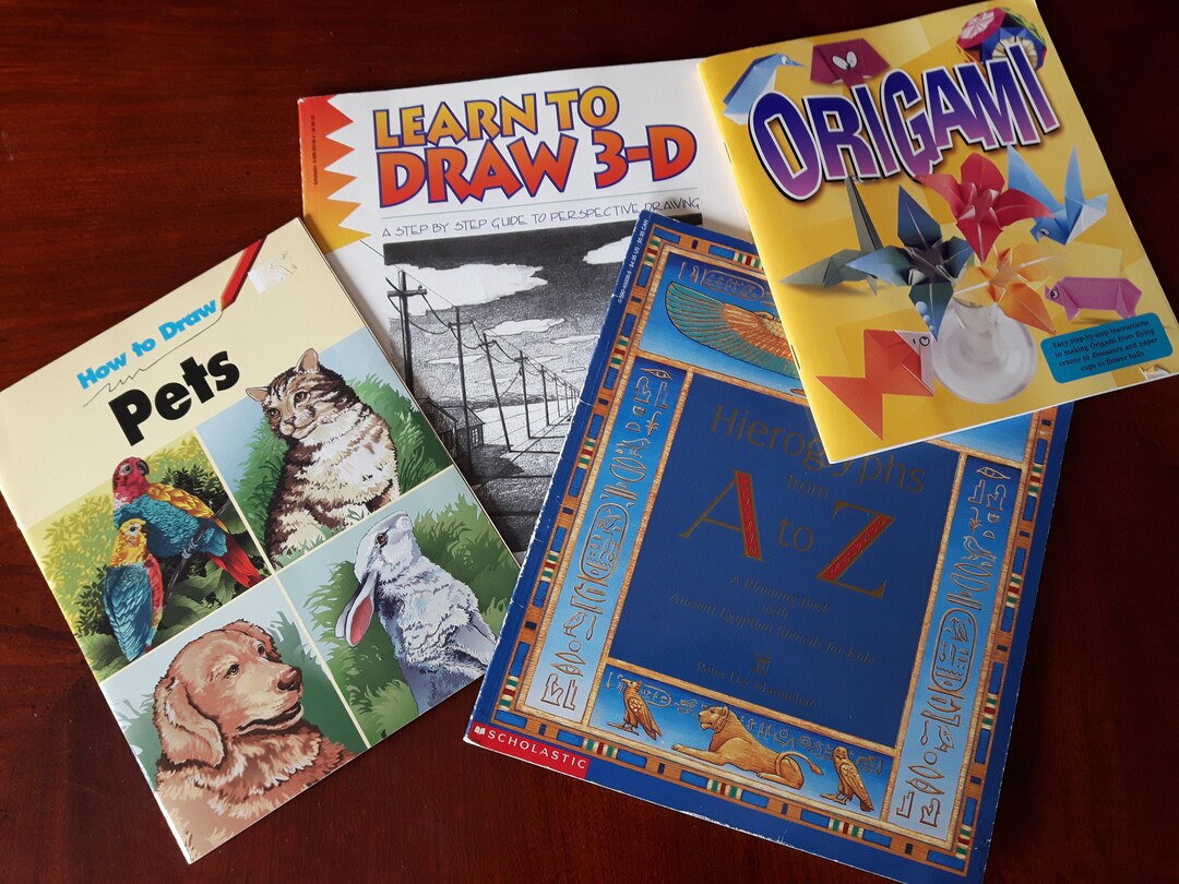 Set of 4 Vintage Drawing Books, Scholastic Learn to Draw Books, 1990s ...
