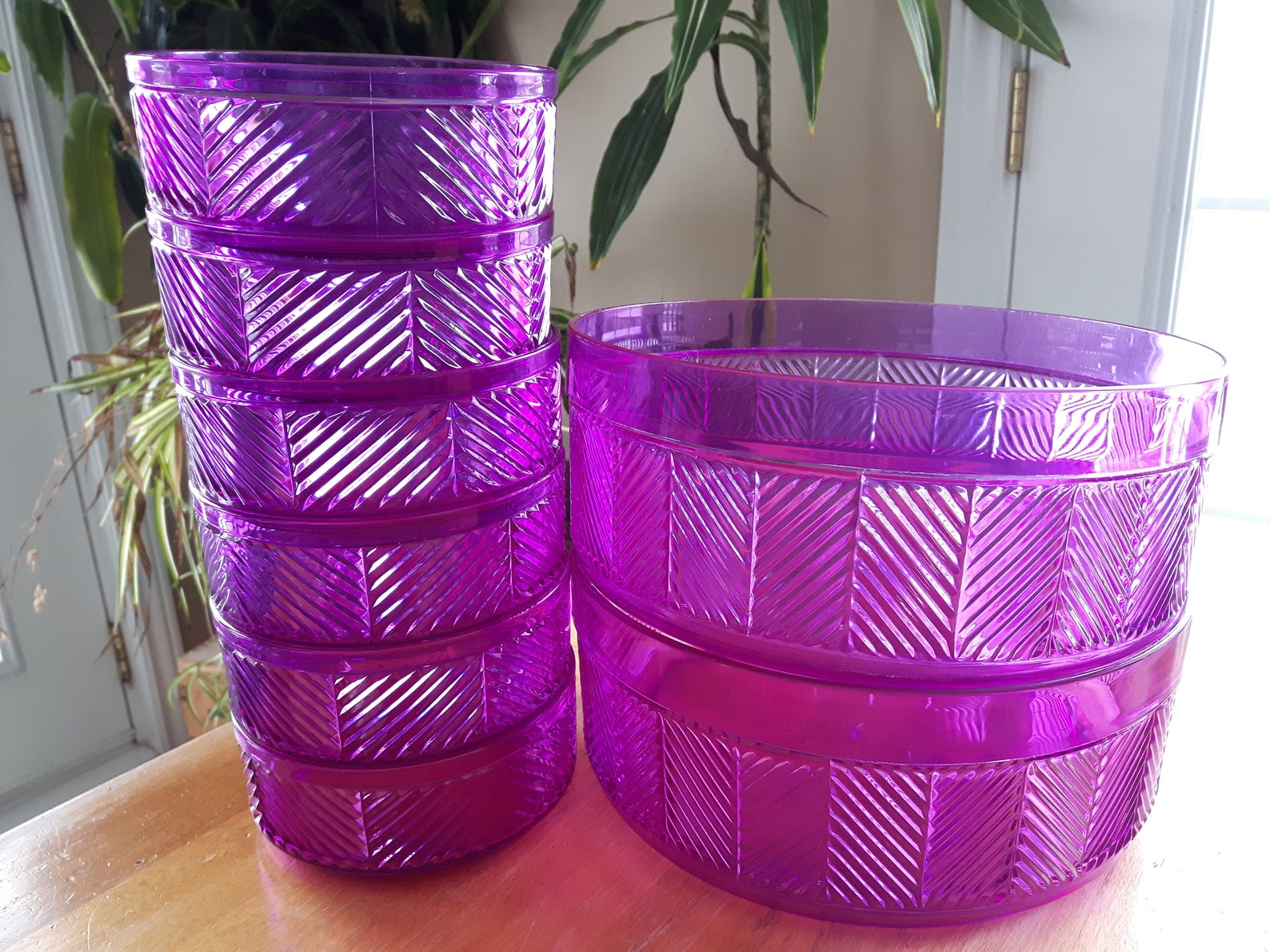 Vintage Purple Acrylic Bowl Set Plastic Picnic Bowls Made in - Etsy