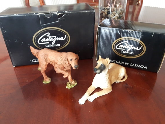 Vintage Castagna Resin Dog Figurines Dog Sculptures by | Etsy