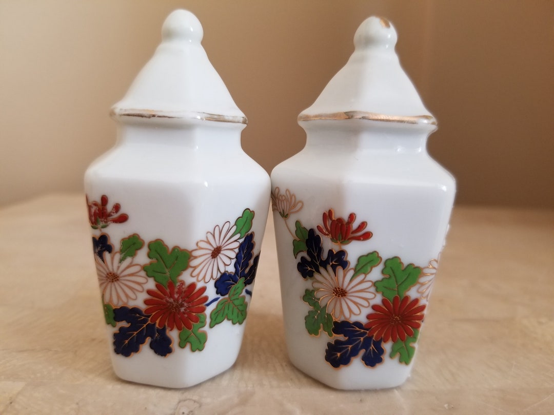Vintage Hexagonal Porcelain Salt and Pepper Shakers, White Porcelain ...