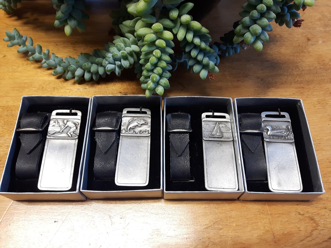 Vintage Pewter Luggage Tags With Leather Strap, Engravable Pewter ...
