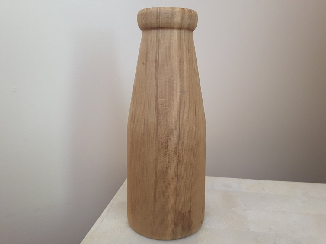 Vintage Wood Hand Turned Milk Bottle, Cedar Milk Bottle Carnival Game ...