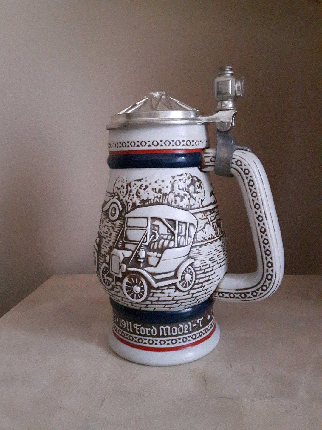 Vintage 1980 Avon Beer Stein, Beer Tankard, Old Cars Beer Stein, Made ...