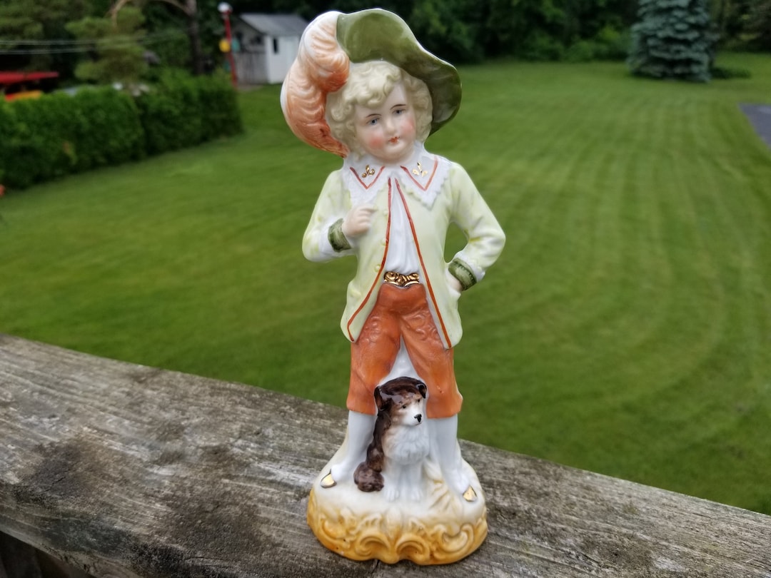 German Porcelain Boy With Dog, Porcelain Boy and Dog Figurine, Antique ...