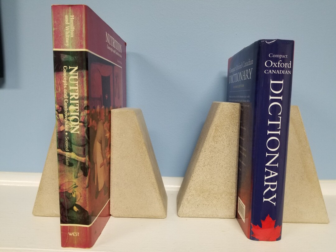 Minimalist Stone Bookends, Matte Finish Stone Bookends, Hand Made Heavy ...