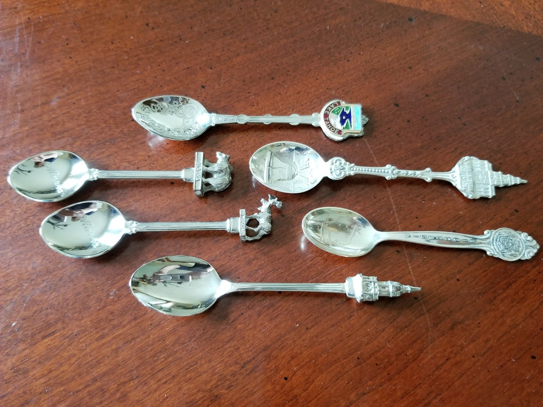 Lot of 6 USA Silver Plated Souvenir Spoons, Travel Souvenir Spoons From ...
