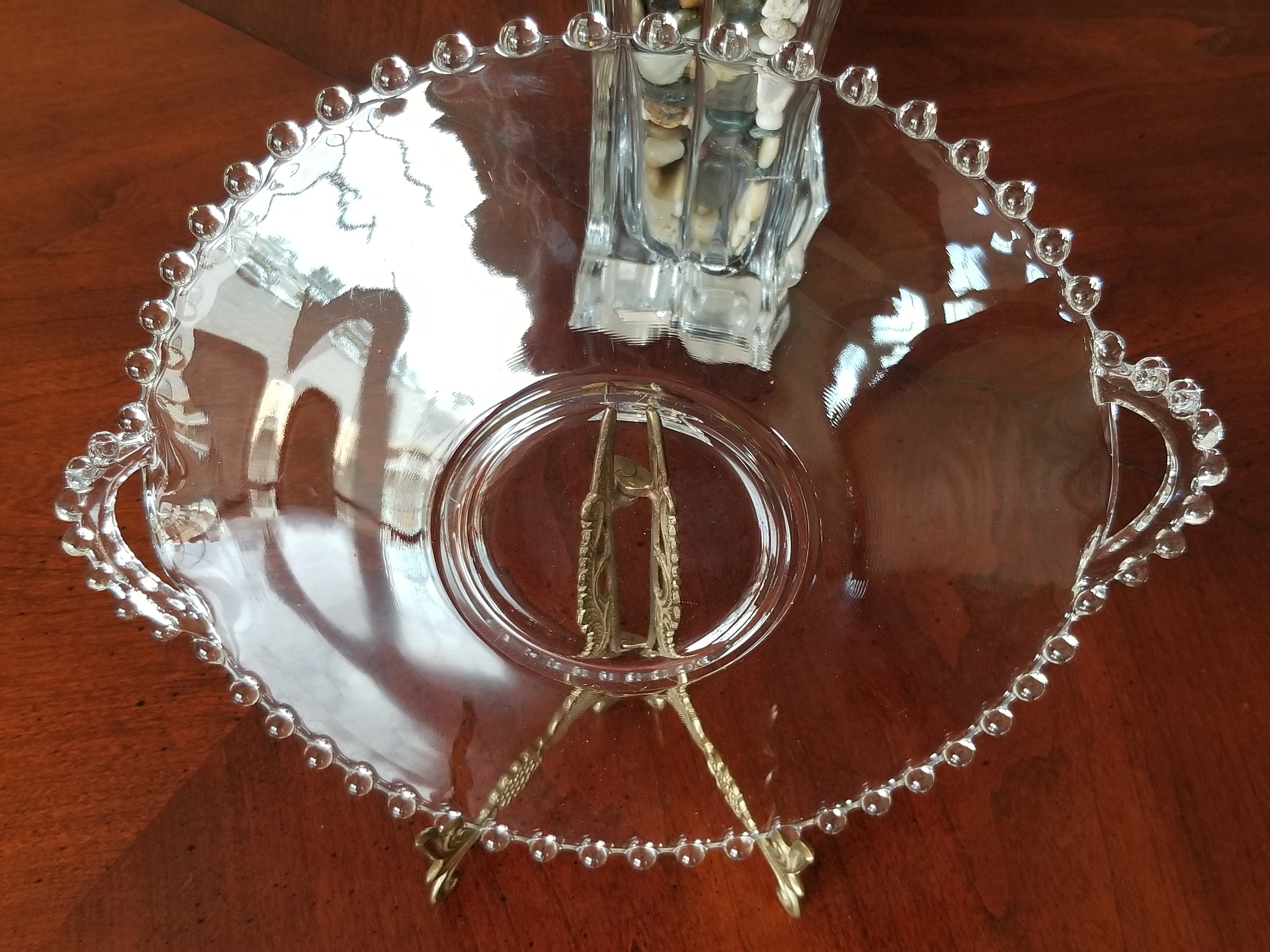 Vintage Candlewick Clear Glass Serving Plate With 2 Handles, Candlewick ...