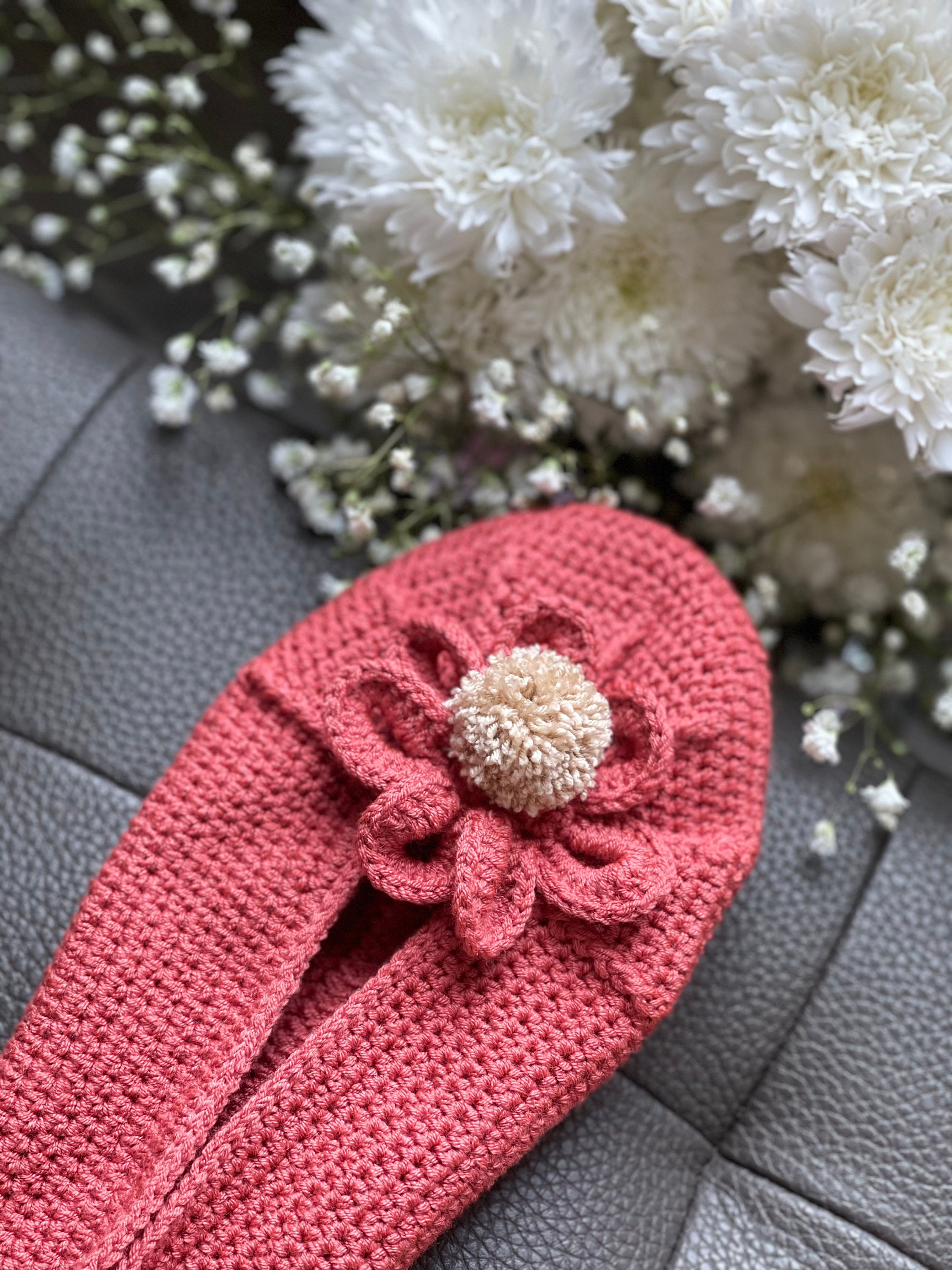 Handmade Slippers, Crochet Slippers, Womens Slippers, Cozy Flower ...