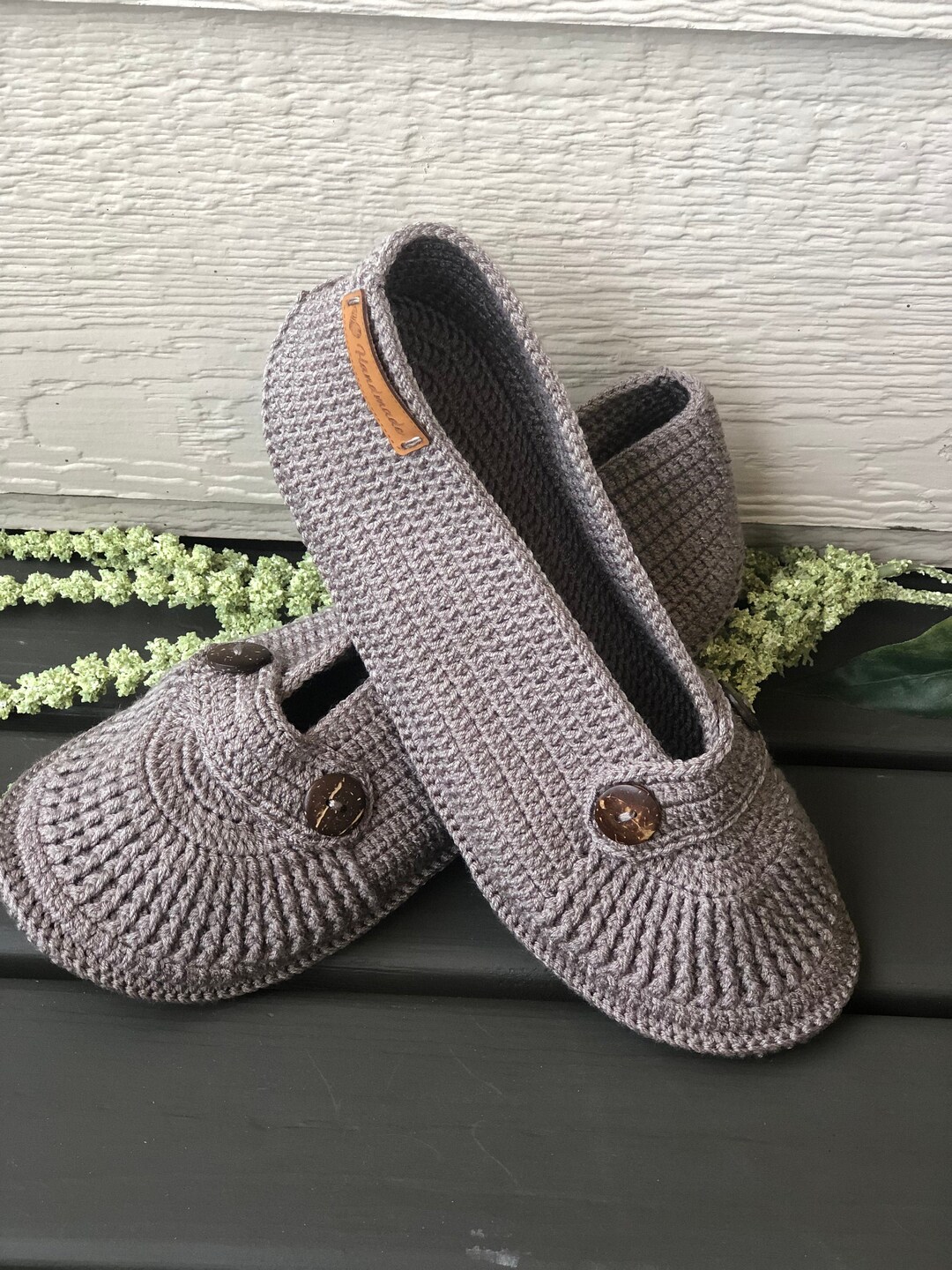 Handmade Crochet Slippers: Cozy Acrylic Button House Shoes - Etsy