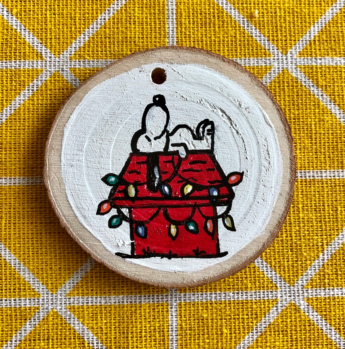 Snoopy Home for Christmas Wood Slice Ornament - Etsy