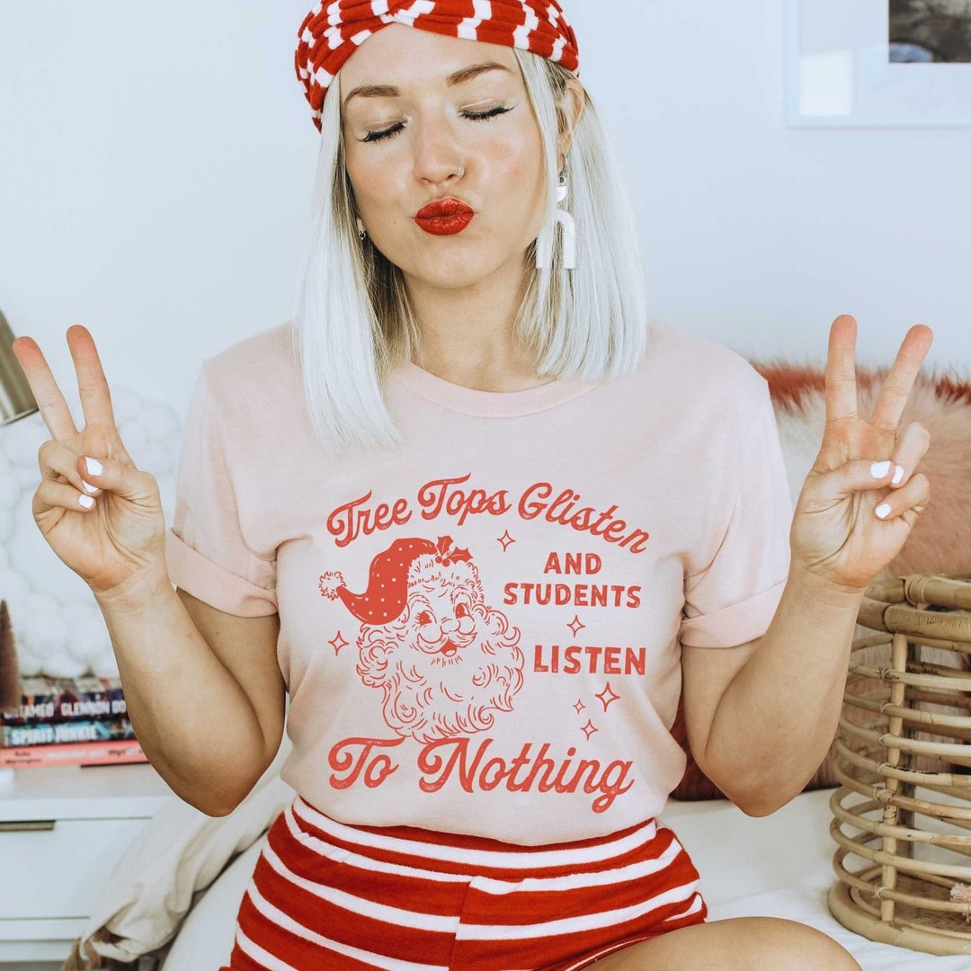 Funny Teacher Christmas Shirt Vintage Santa Christmas Teacher Shirt ...