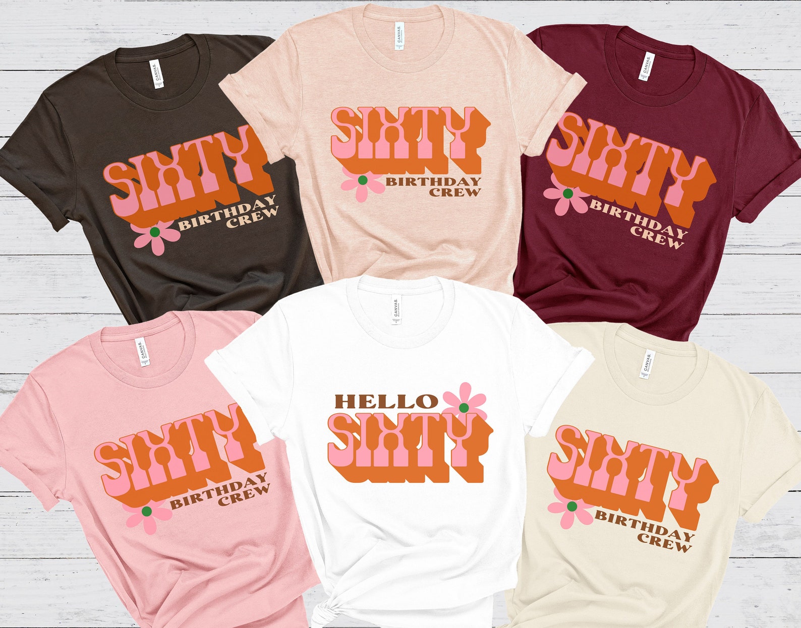 60th Birthday Shirt Funny Birthday Group Shirts Retro Birthday Party T ...