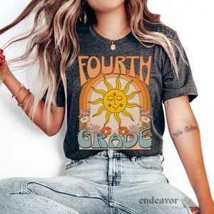 Retro Fourth Grade Teacher Shirts 4th Grade Teacher Tee Elementary Back ...