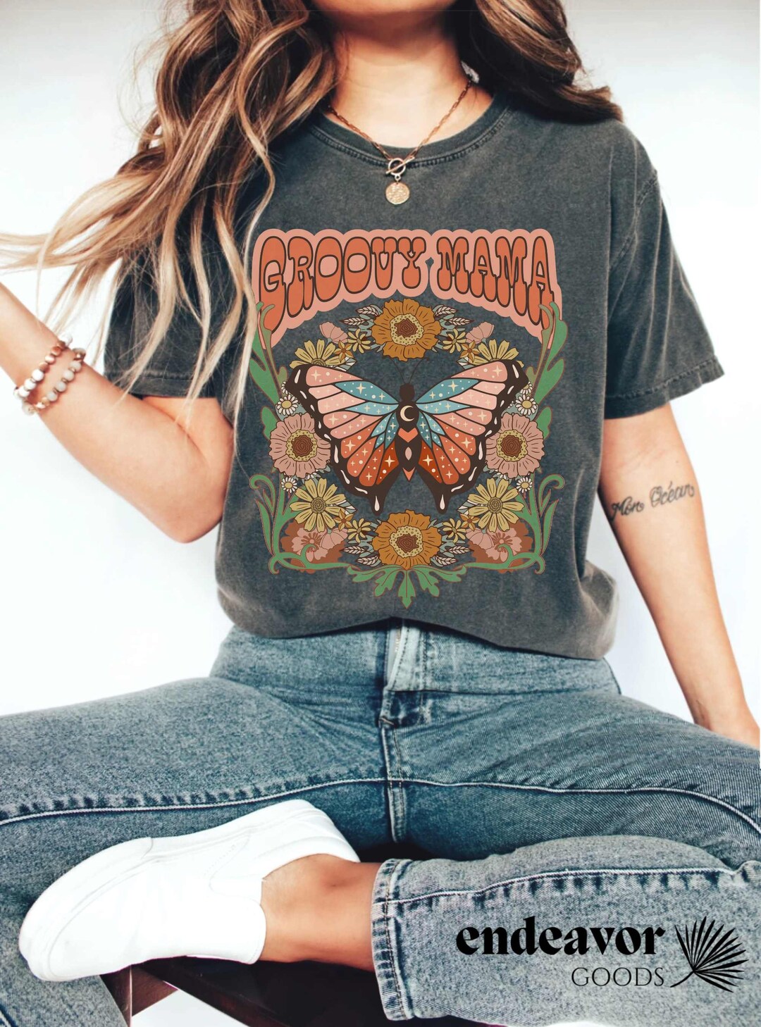 Groovy Mama Shirt Comfort Colors Retro Mom Tee 70's Flower Butterfly ...