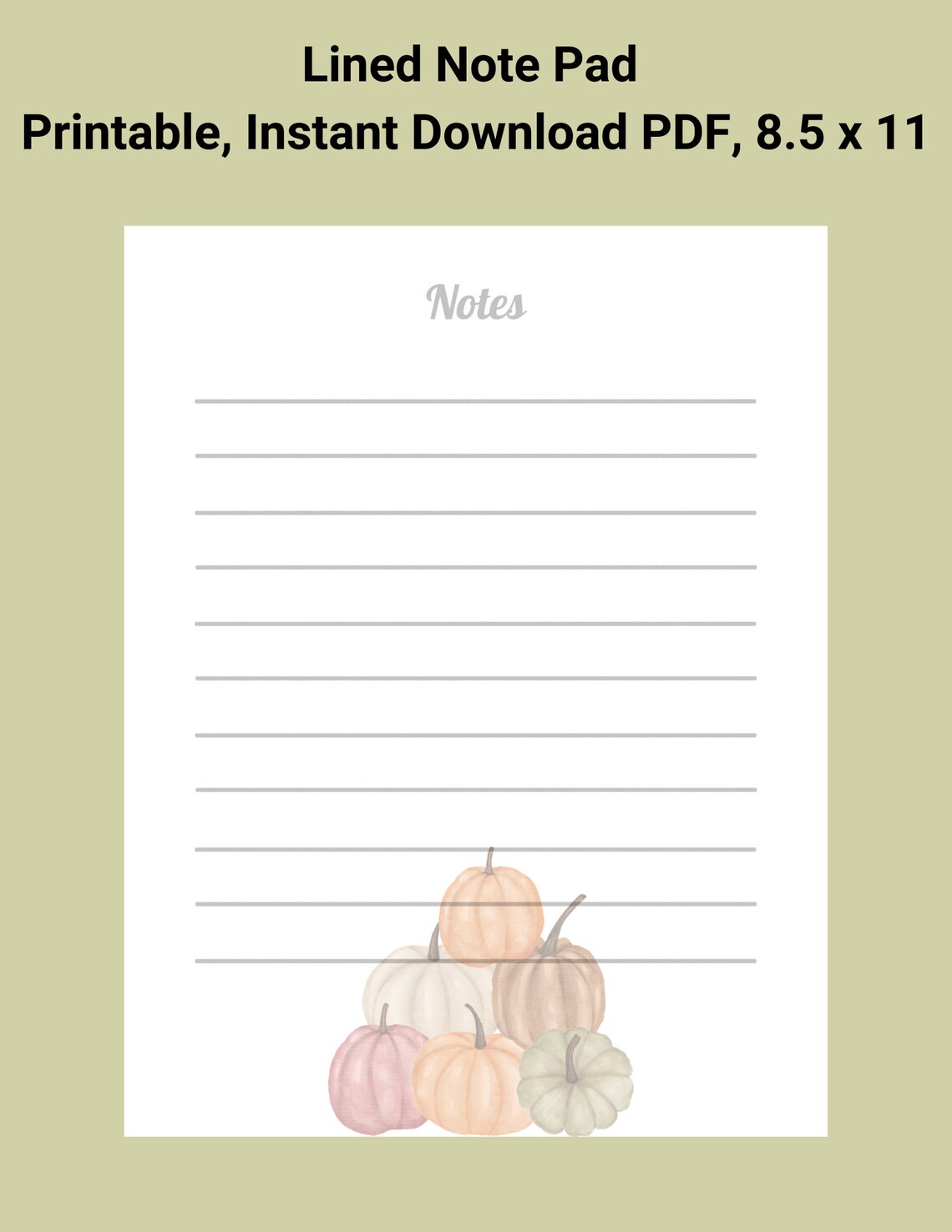 Fall Note Pad Printable, Lined Writing Paper, Note Page Printable ...