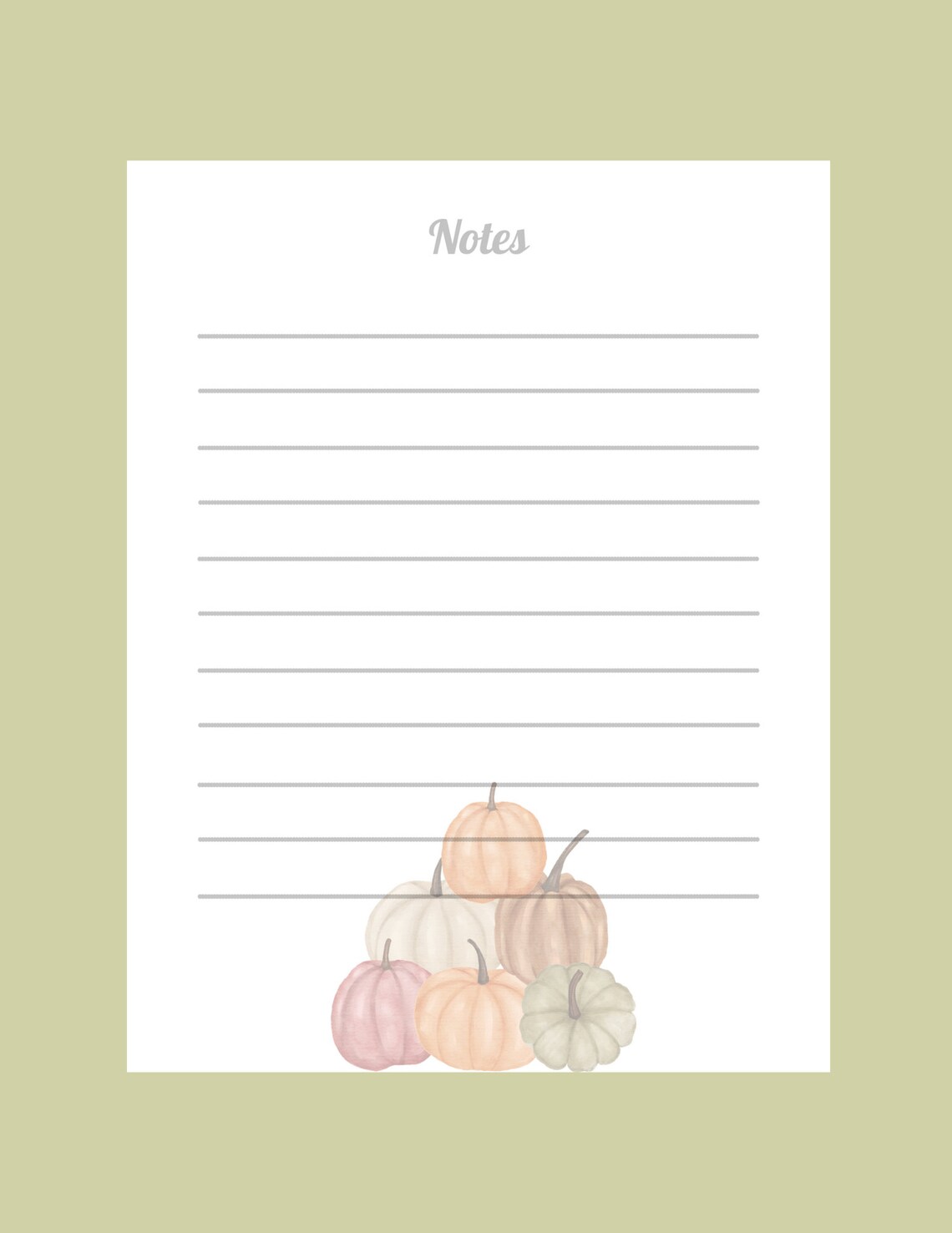 Fall Note Pad Printable, Lined Writing Paper, Note Page Printable ...